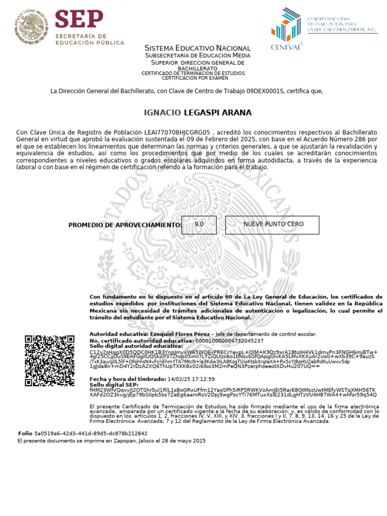 Certificado Ceneval Organized Compress | PDF