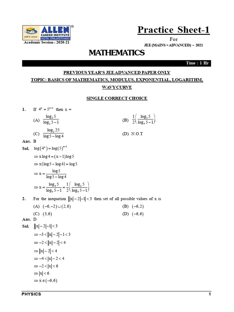 FC_Practice Sheet - 01_Mathematics | PDF | Mathematical Concepts | Mathematics