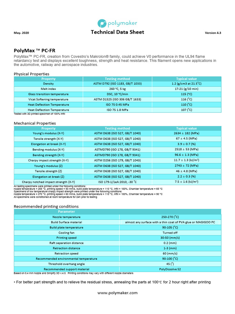 PolyMax™ PC-FR Technical Data Sheet | PDF | Pascal (Unit) | Building ...