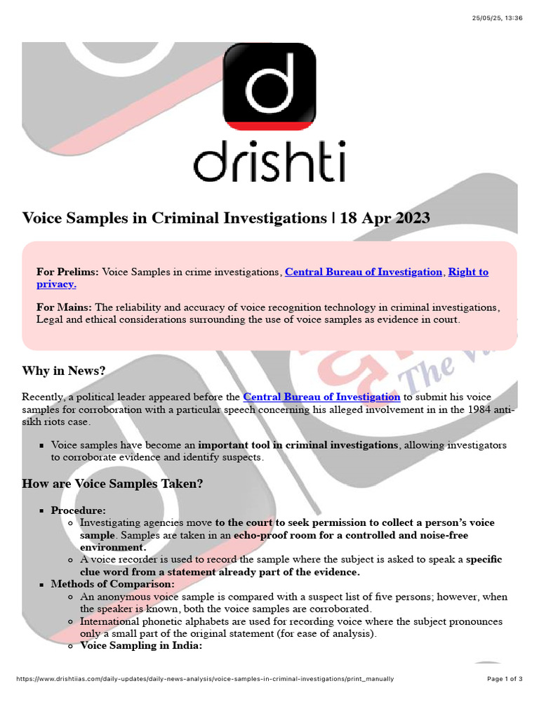 Voice Samples in Criminal Investigations | PDF | Biometrics | Forensic ...