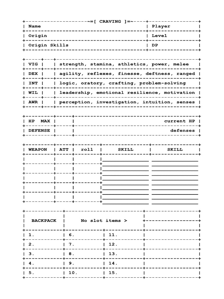 Character Sheet | PDF