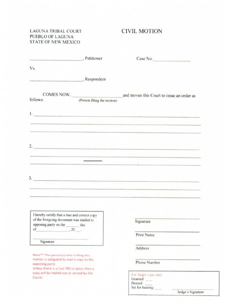 Civil Motion - Request Form | PDF