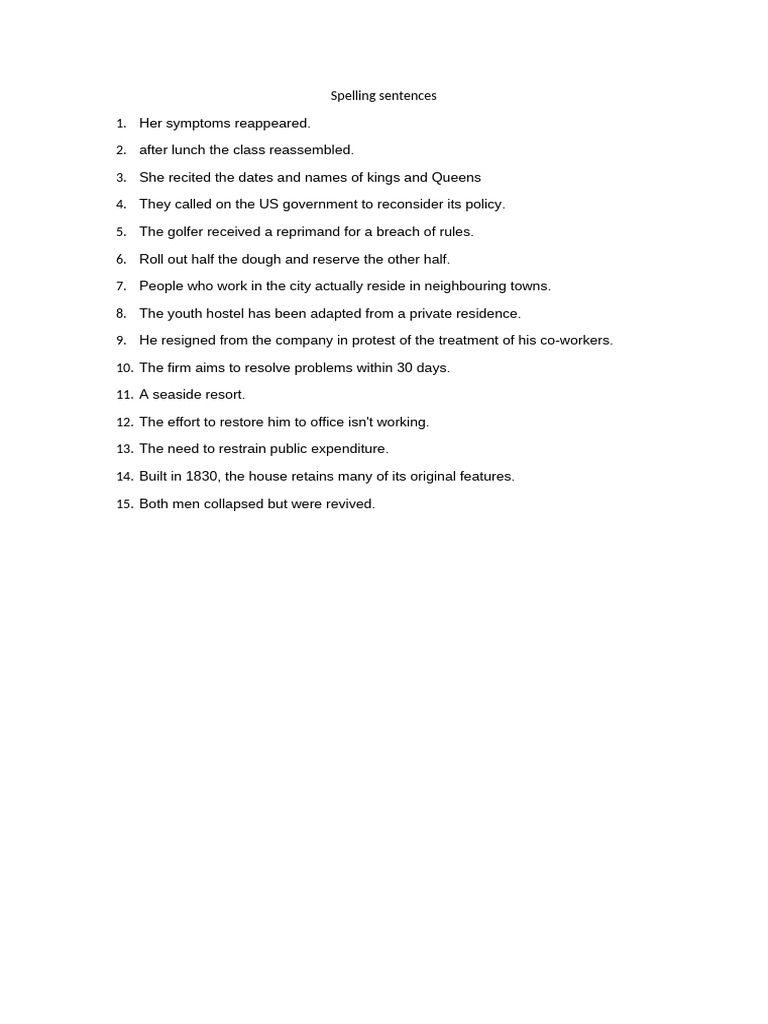 Spelling Sentence 211120 | PDF