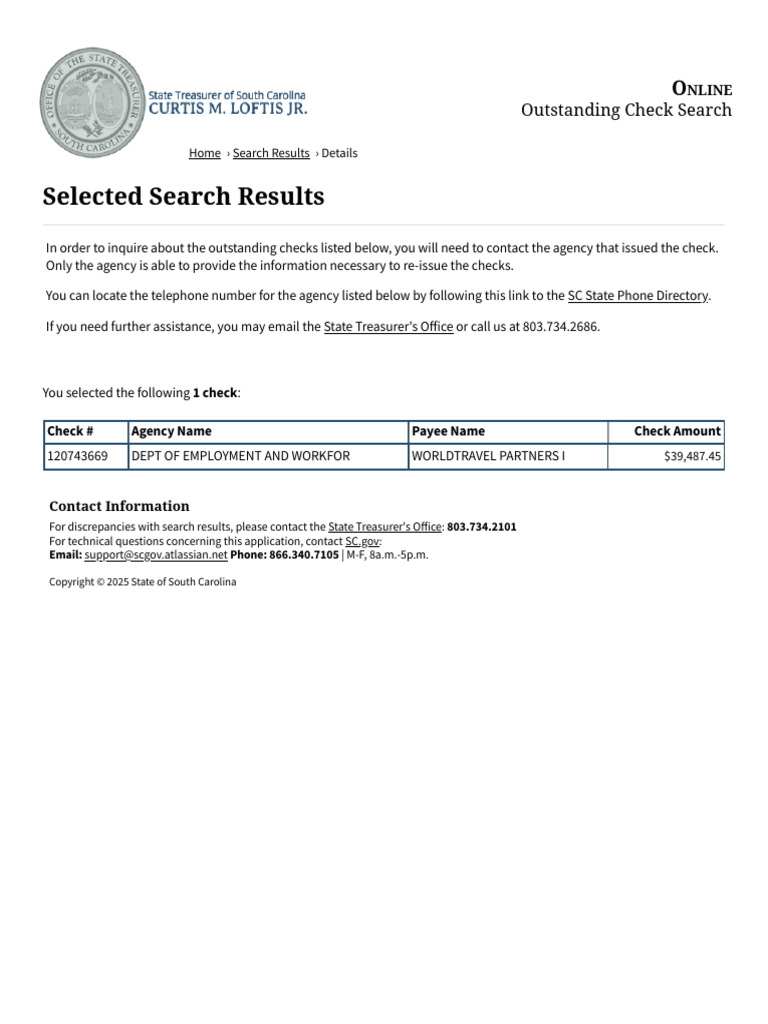 Outstanding Check Inquiry Process | PDF