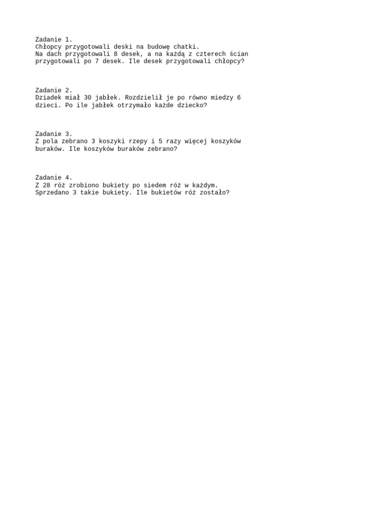 Zadania Matematyka Szkola | PDF