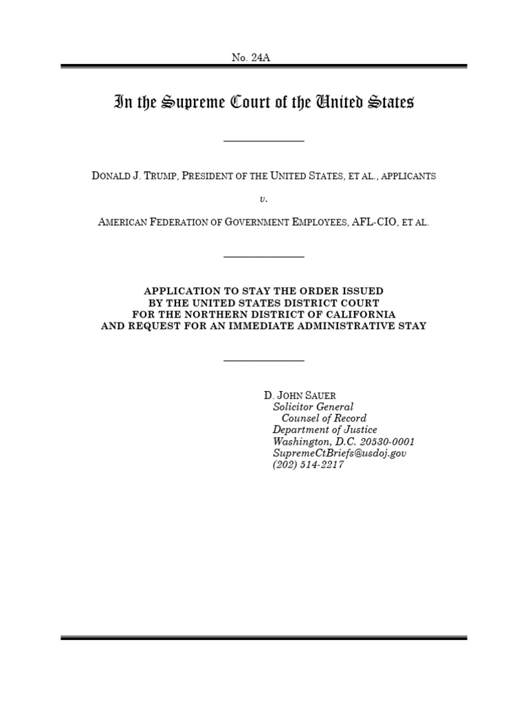 Trump Admin Supreme Court Appeal | PDF | Injunction | Supreme Court Of ...