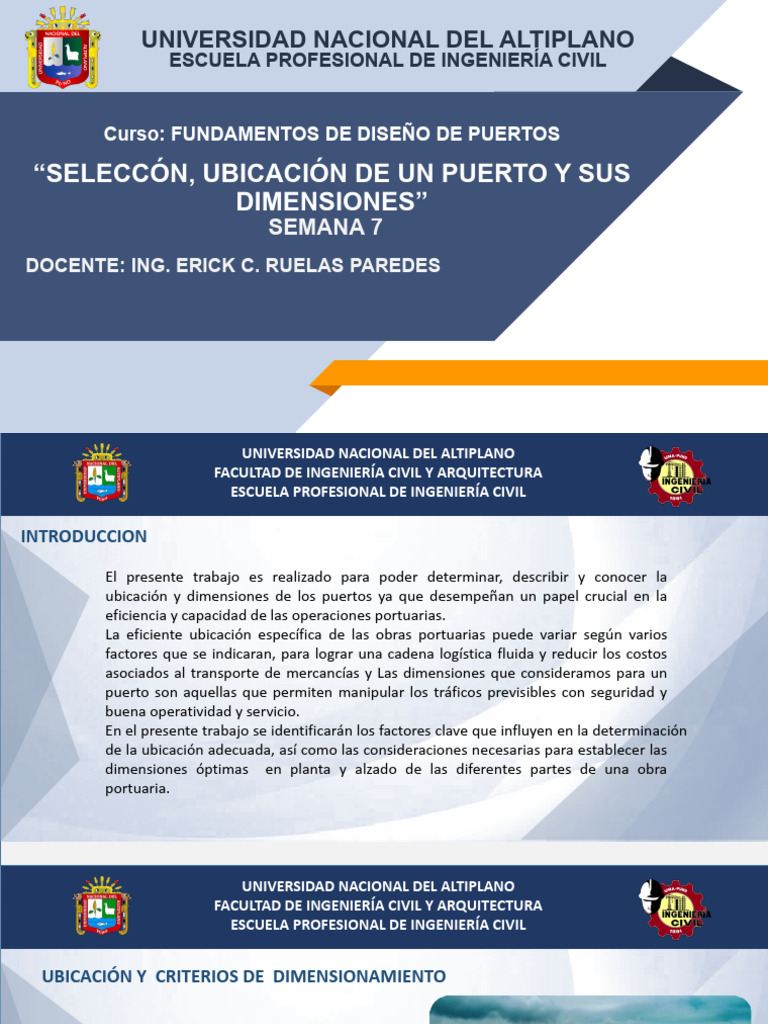 Semana - 7y8 - Selección, Ubicación de Un Puerto y Sus Dimensiones ...