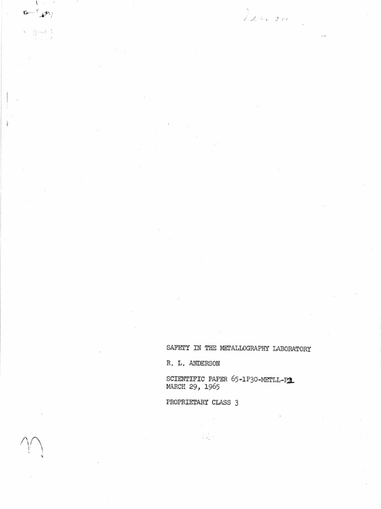 Safety in The Metallography Laboratory - Anderson | PDF