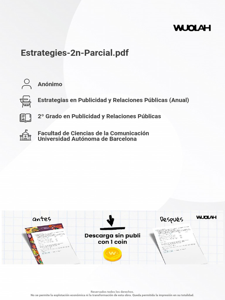 Wuolah Free Estrategies 2n Parcial | PDF | Marca | Publicidad