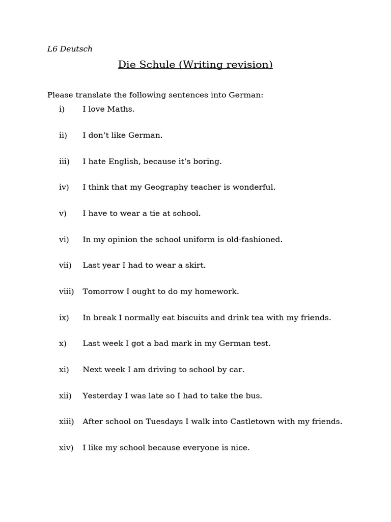 Die Schule Writing Revision | PDF