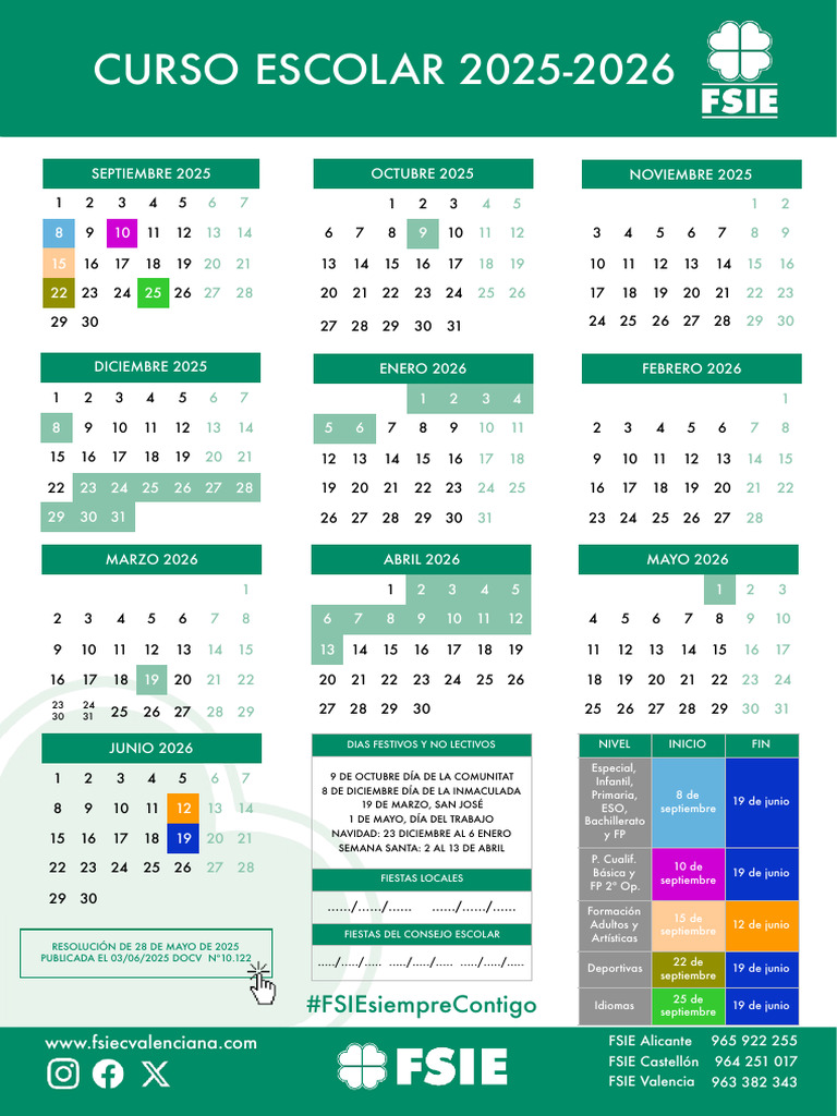 Calendario Escolar 25-26 | PDF