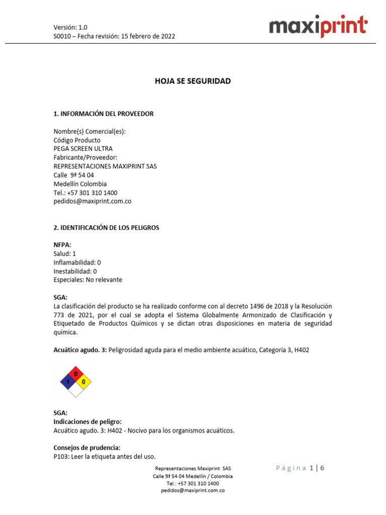 70-71. Pega Screen Ultra | PDF | Dióxido de carbono | Agua