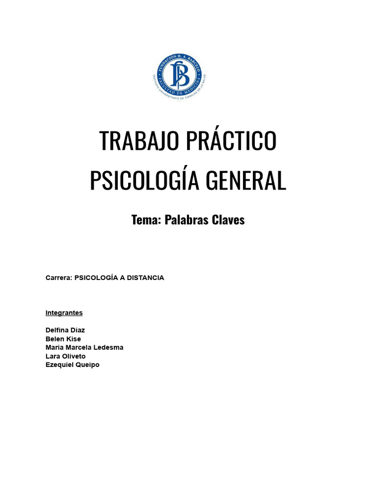 TP Psico Gral - Grupo 7 - Palabras Clave | PDF