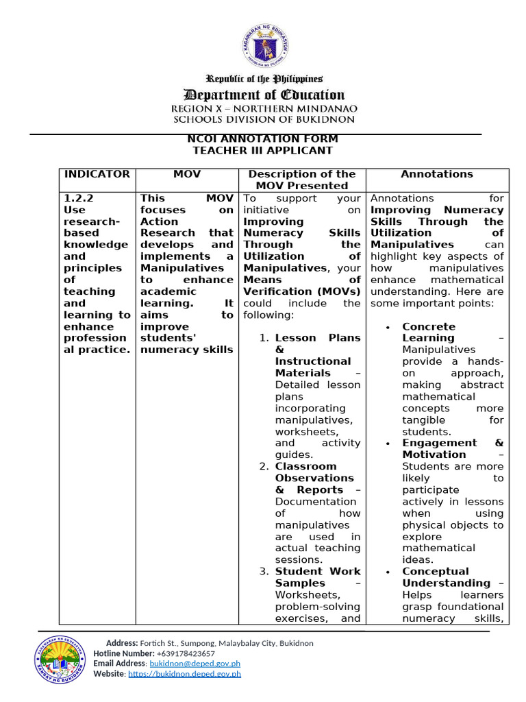 NCOI's Annotation Form For T3 | PDF | Reading Comprehension | Lesson Plan