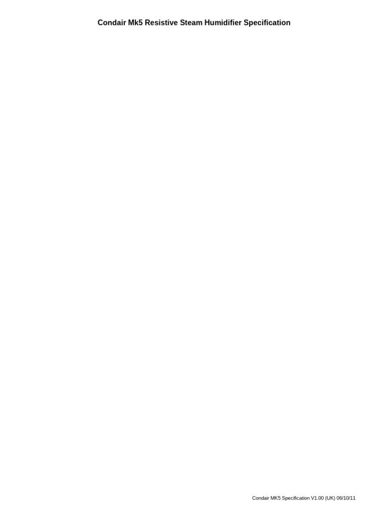 Condair mk5 Resistive Steam Humidifier Specification | PDF ...