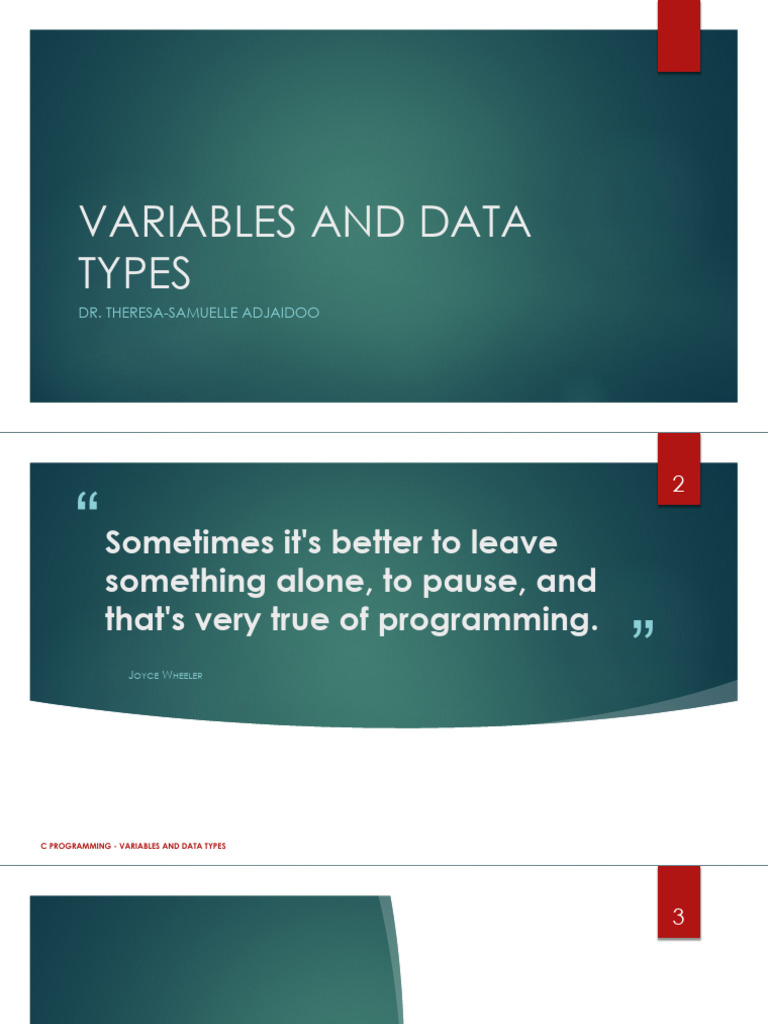 4 Variables and Data Types | PDF | Integer (Computer Science ...