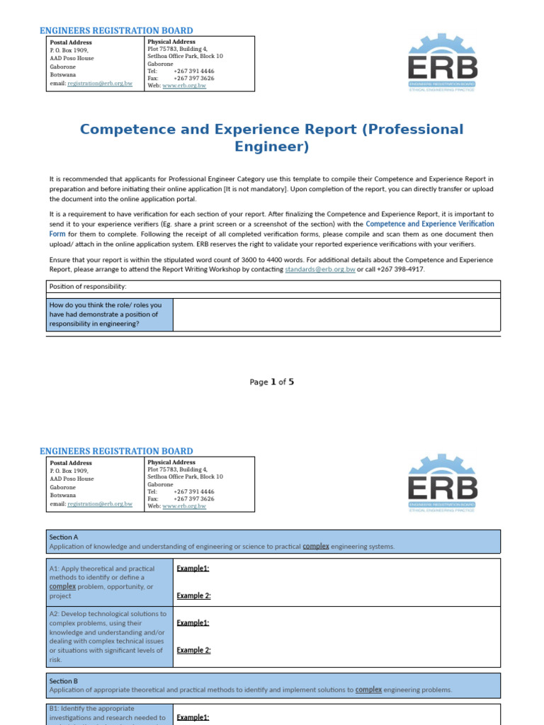Competence Report Template Professional Engineer | PDF | Engineering
