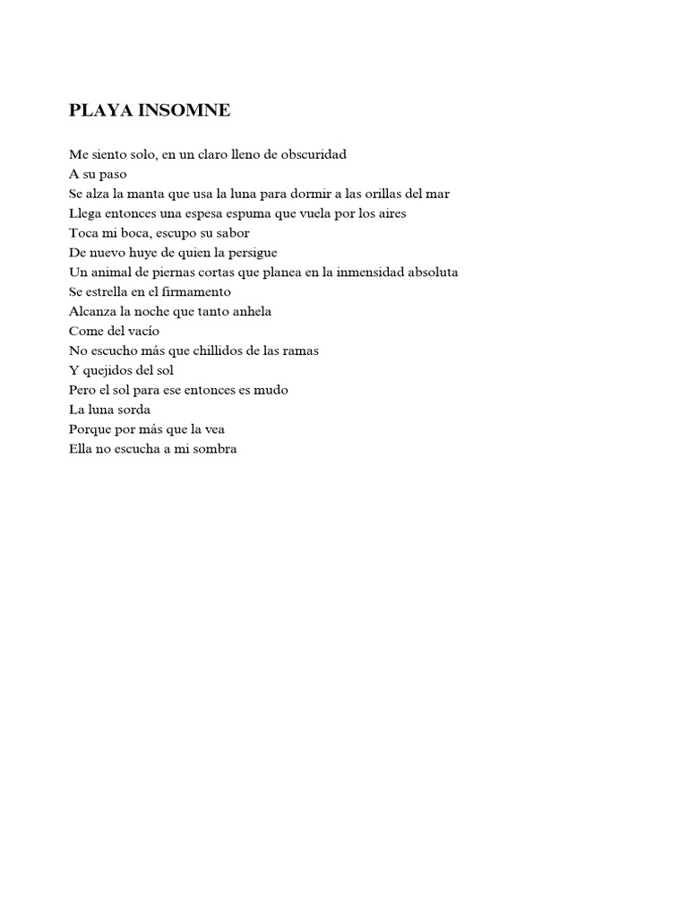 Soledad en la Playa Insomne | PDF