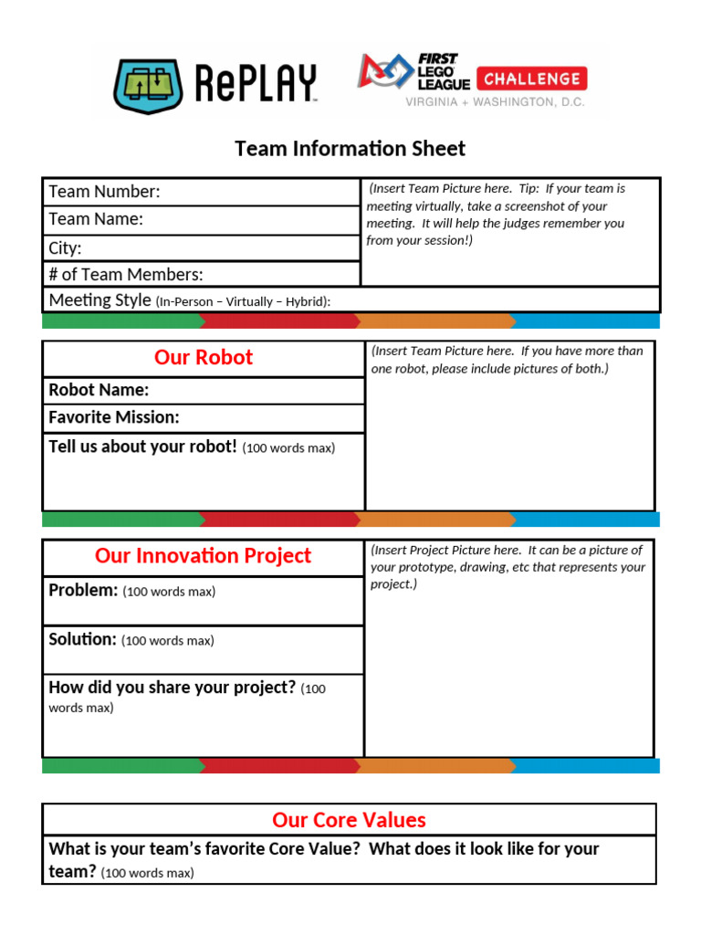 Team Information Sheet | PDF