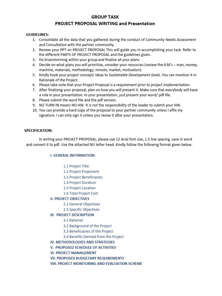 Project Proposal Writing Guidelines | PDF