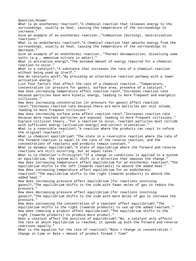 Physical Chemistry Edexcel Igcse Notes | PDF | Reaction Rate | Chemical ...