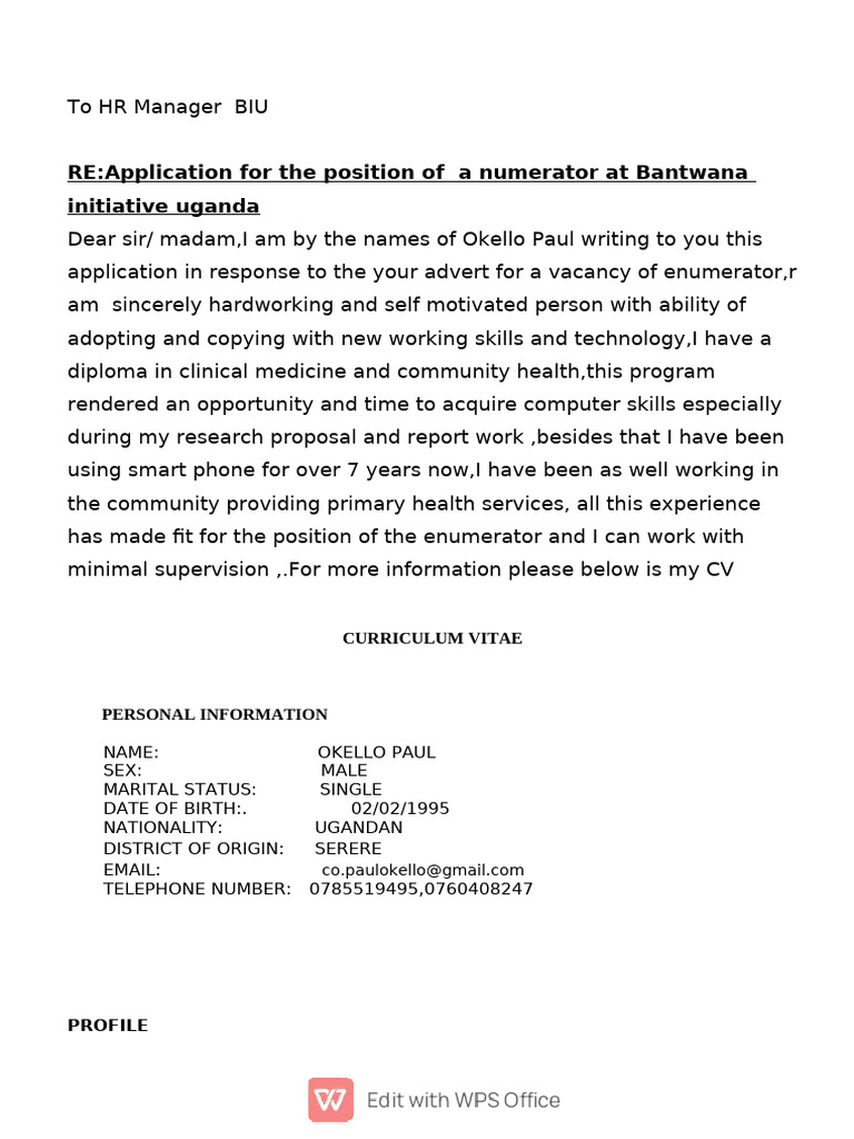 01 Okello Paul CL, CV and Docs | PDF | Communication | Cognition