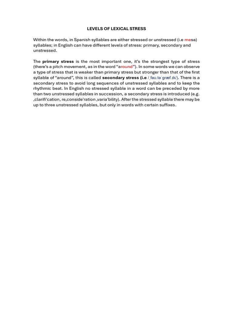 Estudiar 5 (Levels of Lexical Stress) | PDF