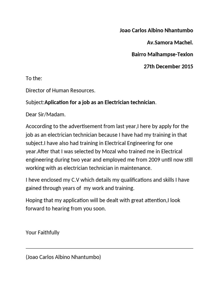 English Letter For Application Job | PDF