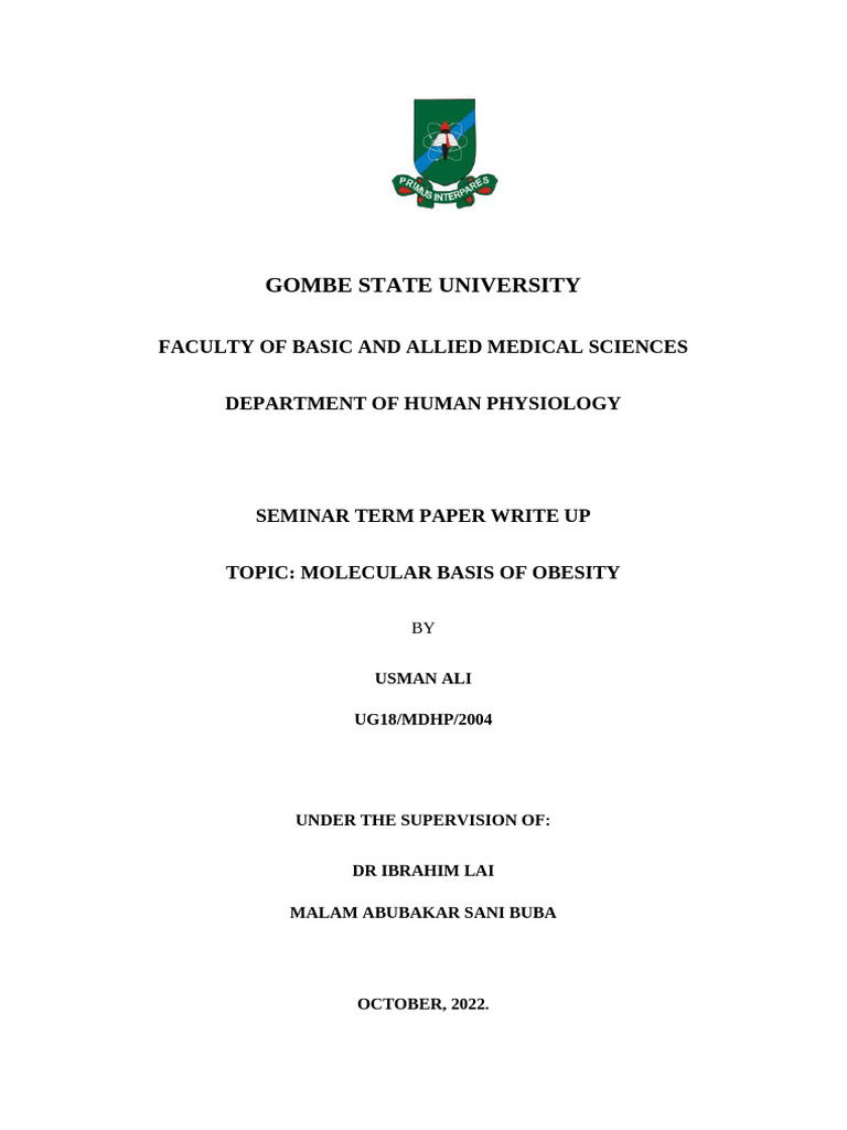 UG18 MDHP 2004 Seminar Final Correction | PDF | Leptin | Obesity