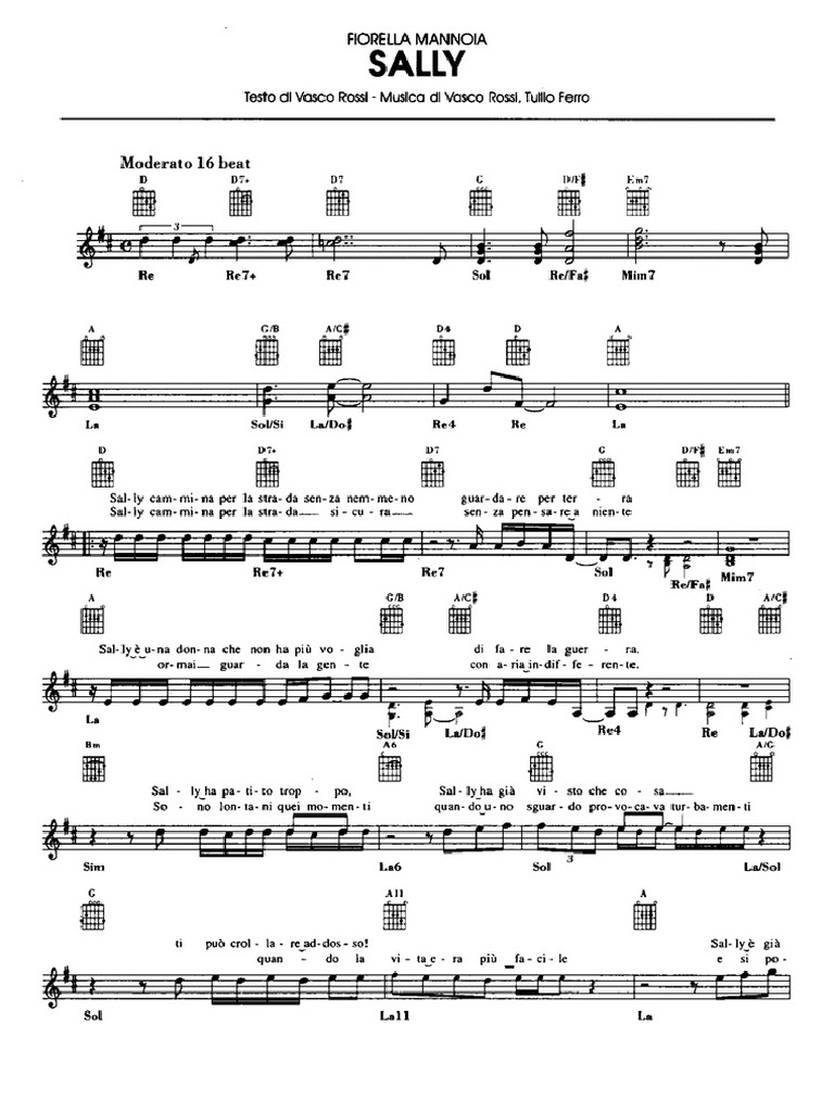 Vasco Rossi Fiorella Mannoia Sally | PDF