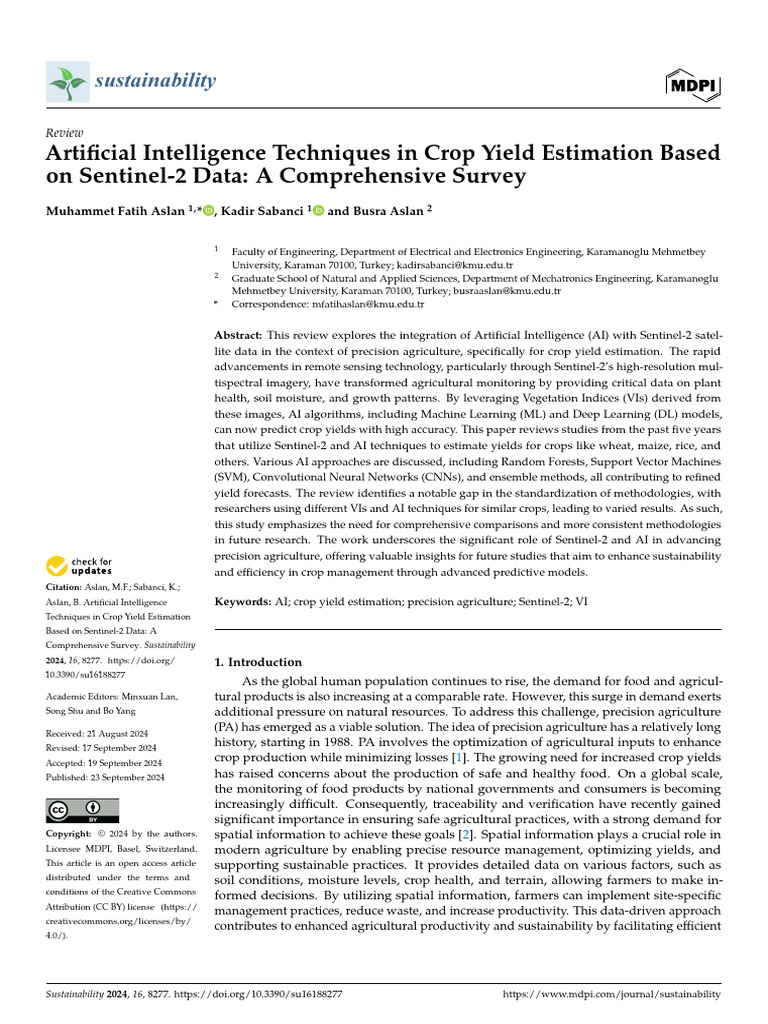 Artificial Intelligence Techniques in Crop Yield E | PDF | Machine ...