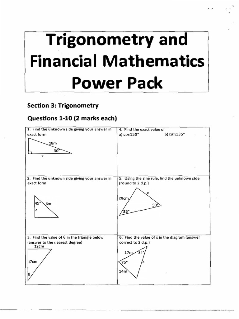 Power Pack Financial and Trig | PDF | Interest | Trigonometry
