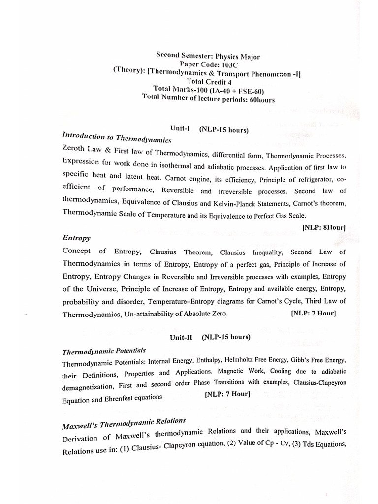 Syllabus SEM-II Physics (Major) | PDF