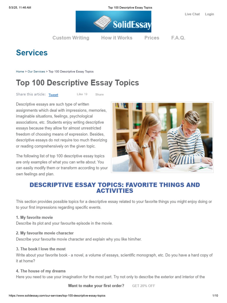 Top 100 Descriptive Essay Topics | PDF | Essays | Science