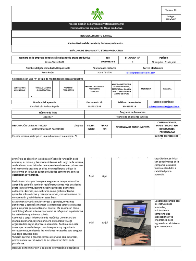 Bitacora - XLSX - Formato BitÃ¡cora | PDF
