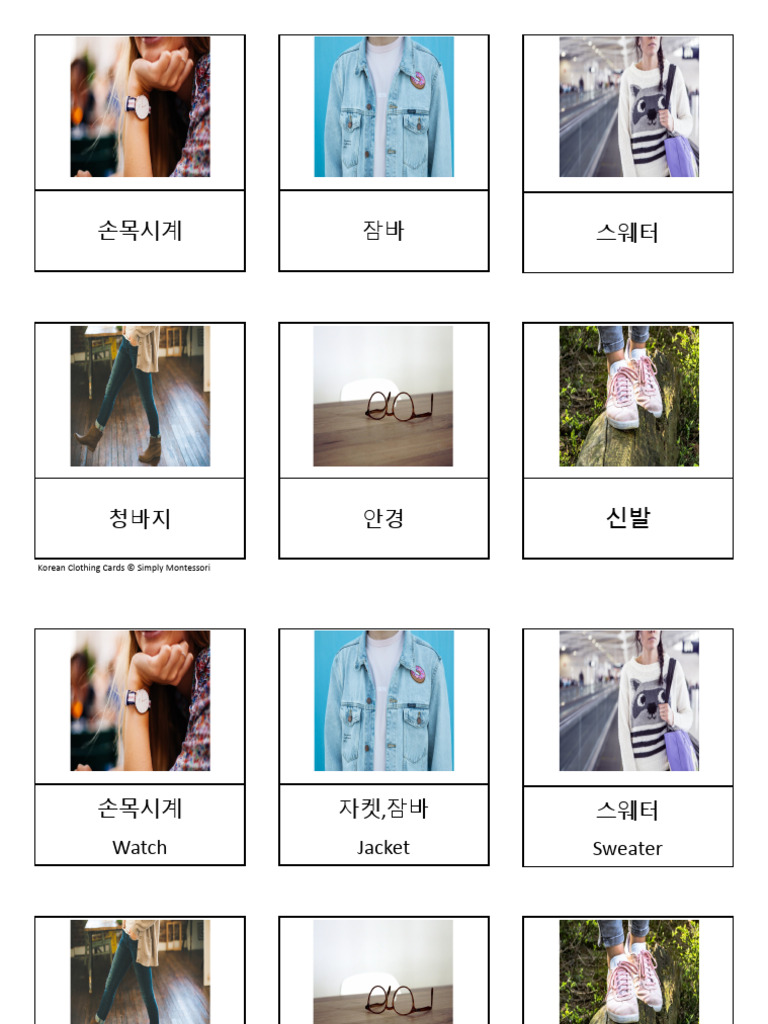 Korean Clothing Flash Cards | PDF