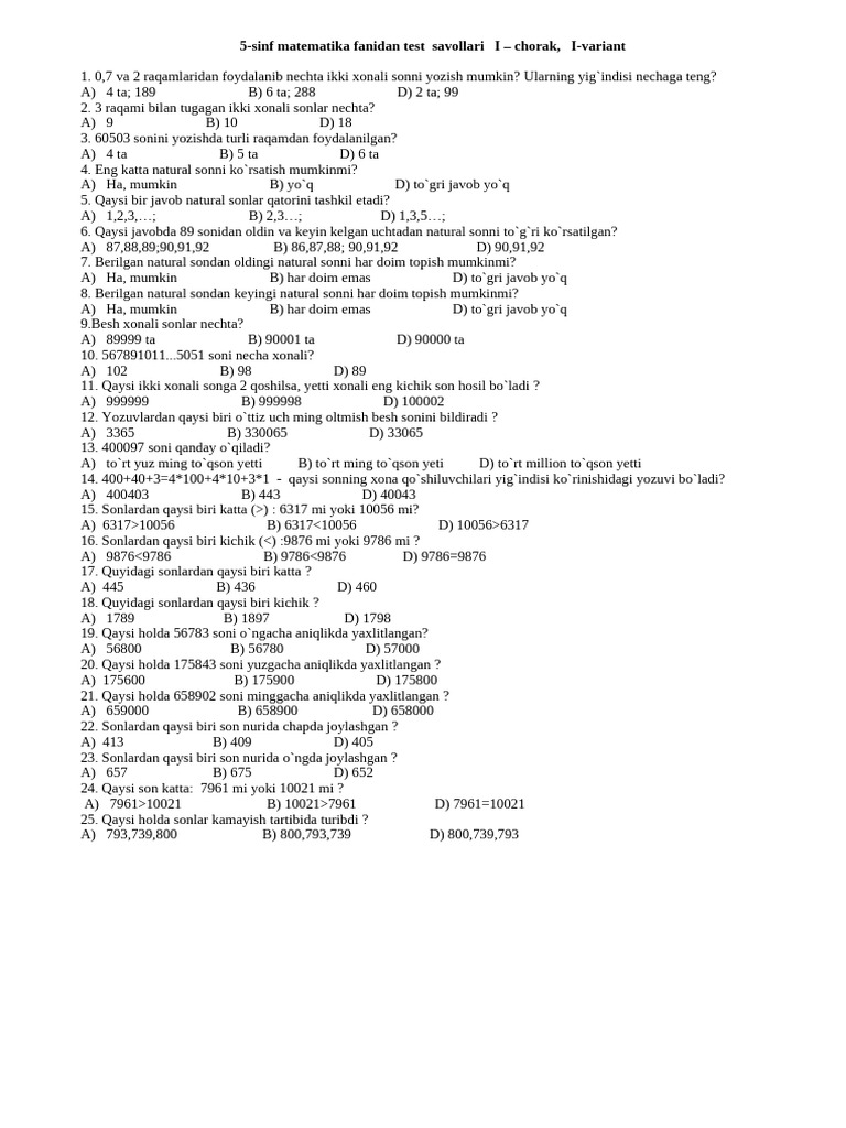 5 Matematika 1 Variant | PDF