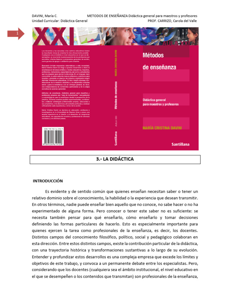 Texto Davini. | PDF | Enseñando | Conocimiento