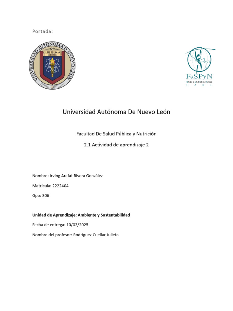 Irving Rivera 2222404 | PDF | Sustentabilidad | Desarrollo sostenible