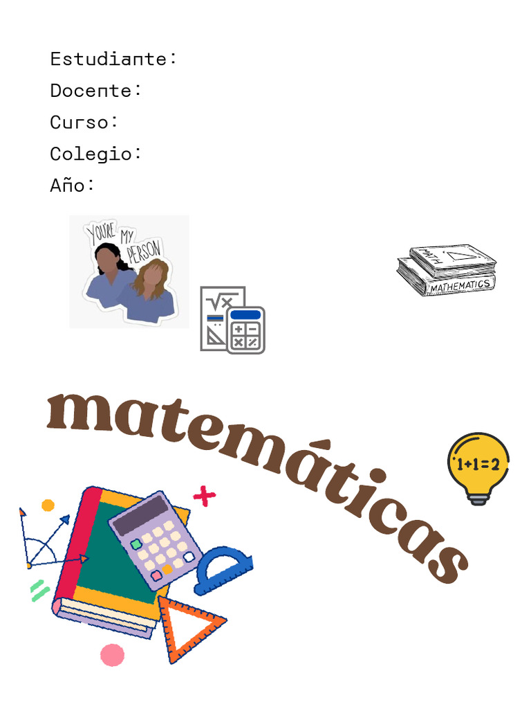 Documento A4 de Carátula de Matemática Ilustrativa Azul y Blanca | PDF