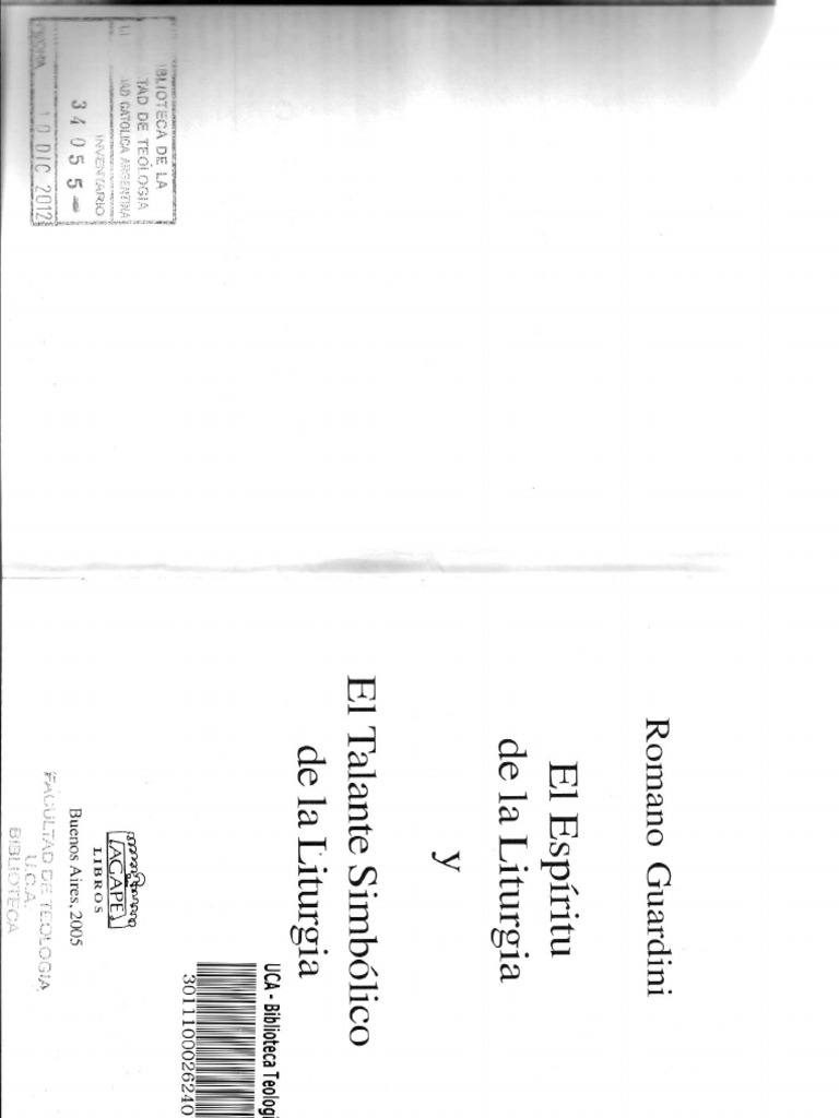Romano Guardini, El Espíritu de La Liturgia, Buenos Aires, Ágap | PDF