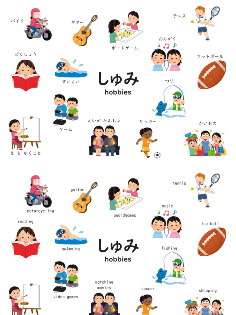 Japanese Word Cards Hobbies Tidy Prin | PDF