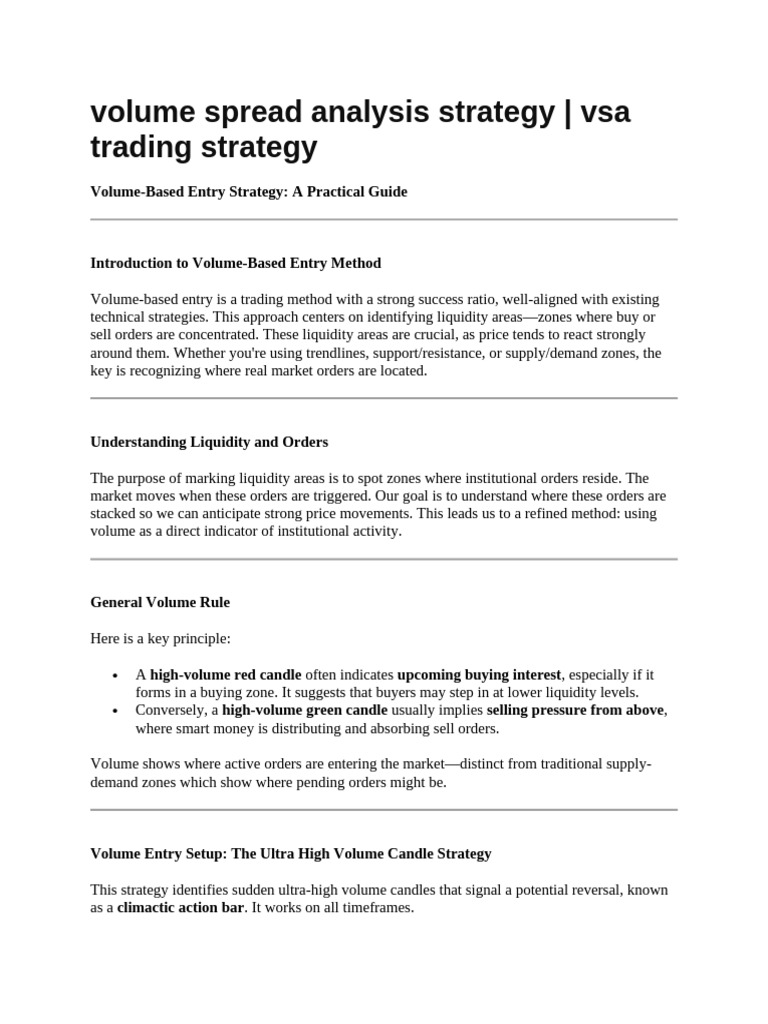 Volume Spread Analysis Strategy | PDF | Market Liquidity | Market ...