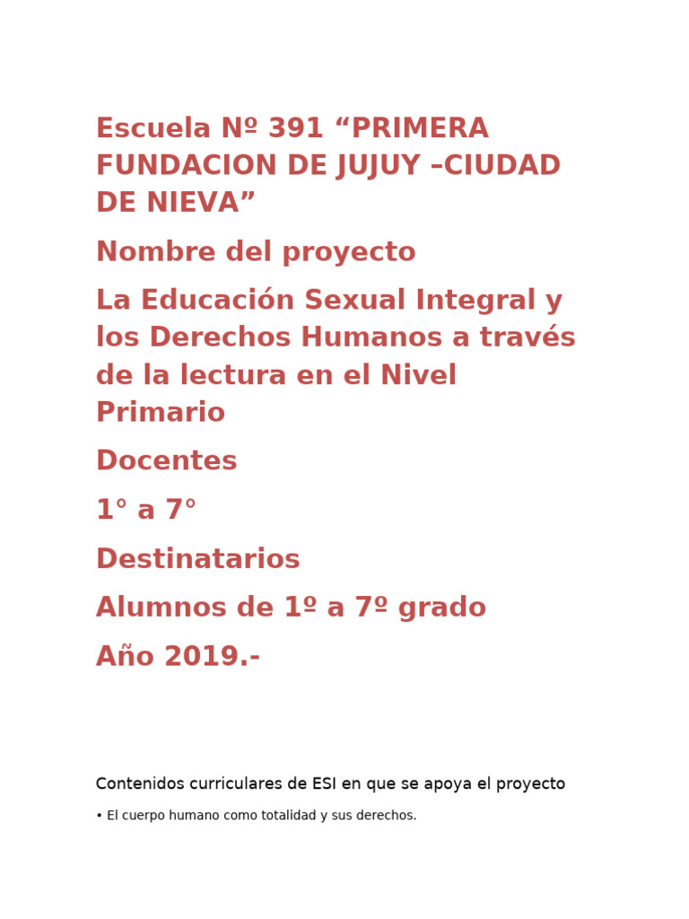 Proyecto ESI | PDF | Enseñando | Escuelas