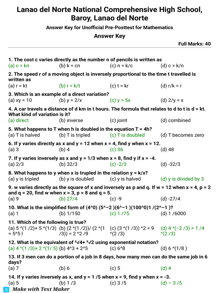 Answer Key1727997929068 For ArPan Grade 8 | PDF | Volume | Mathematics
