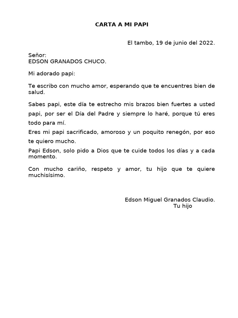 Carta A Mi Papi | PDF