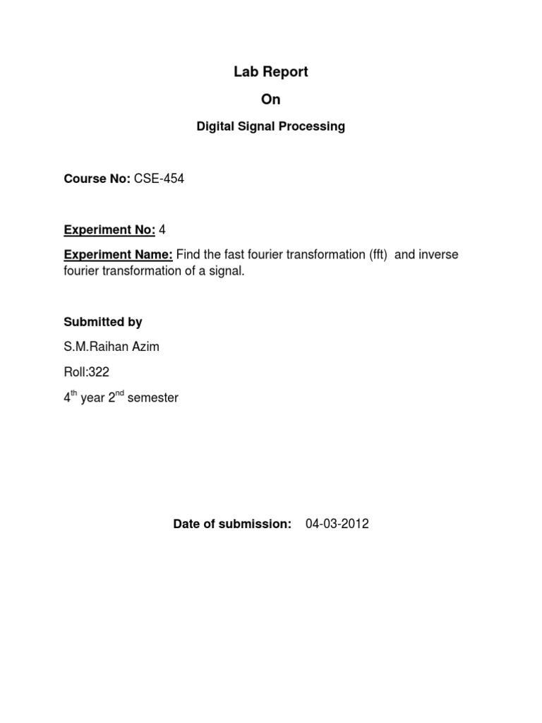 Digital Signal Processing: Lab Report On | PDF