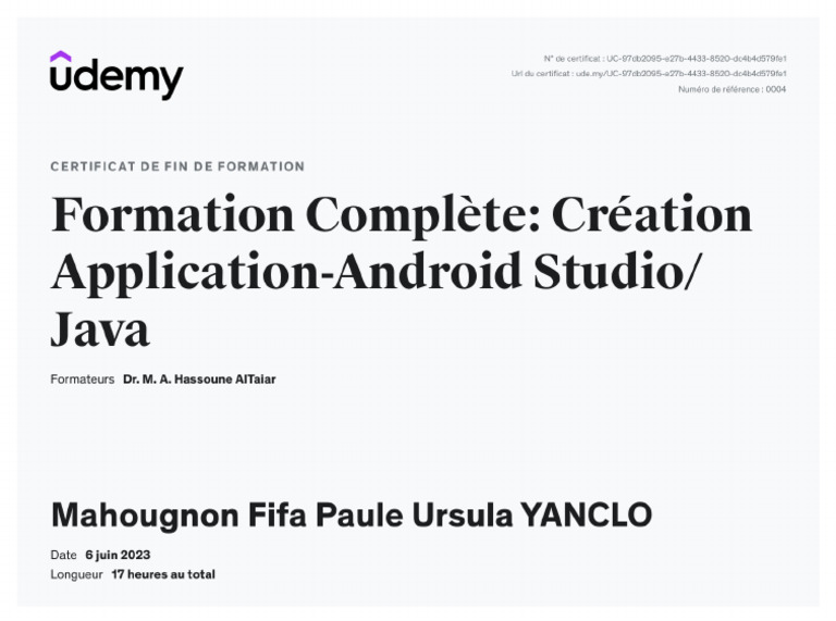 Certificat Android Studio | PDF