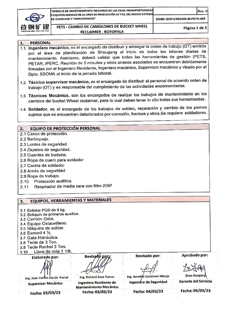 SGMC-SHP-CR95495-M-PETS-005 - CANGILONES DE BUCKETD WHEEL RECLAIMER ...