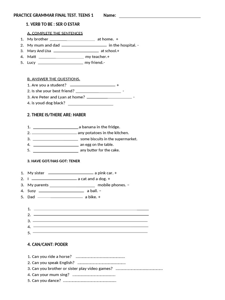 Practice Grammar Final Test | PDF | Linguistics | Grammar